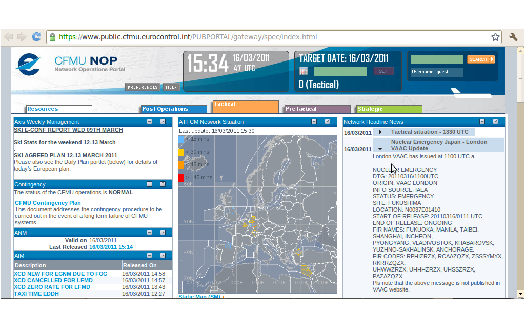 L’alerte sur le site CFMU d’Eurocontrol – La tête dans les nuages